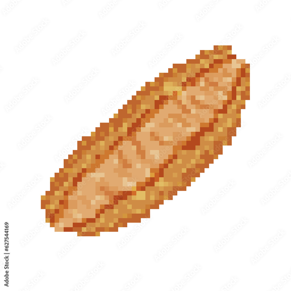 Bolillo bread mexican traditional bakery food concept icon pixel art ...