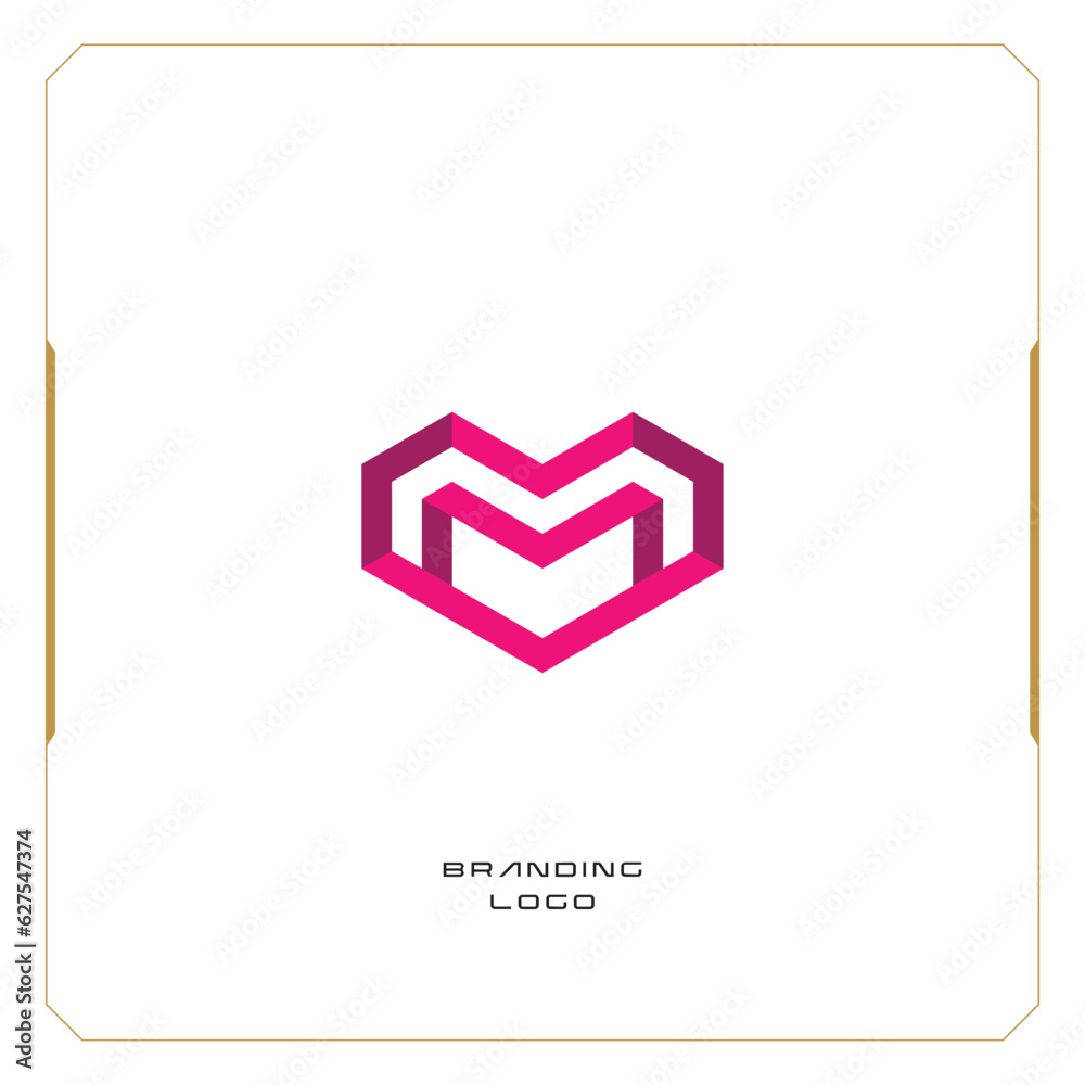 m letter heart shape logo vector trademark universal m logotype brand ...