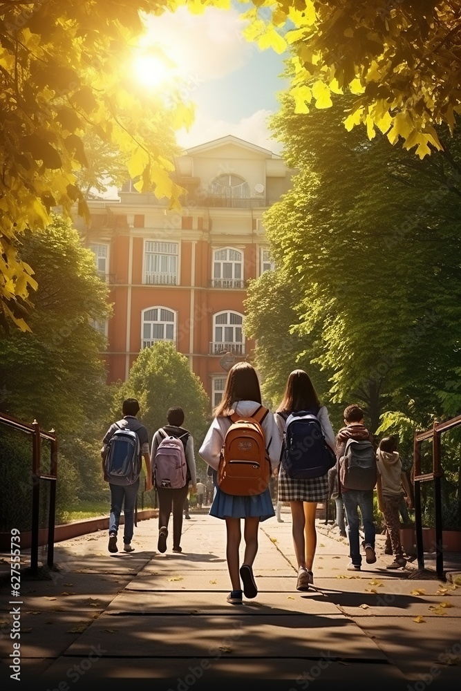 AI-Realistic photography of a scene of very happy children back to ...