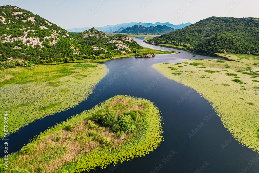 Canyon of Rijeka Crnojevica river near the Skadar lake coast. One of the most famous views of ...