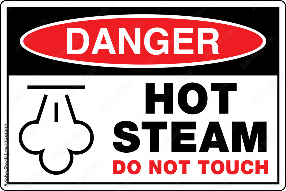 OSHA Graphical symbols Registered Safety Sign Danger Hot steam Do not ...