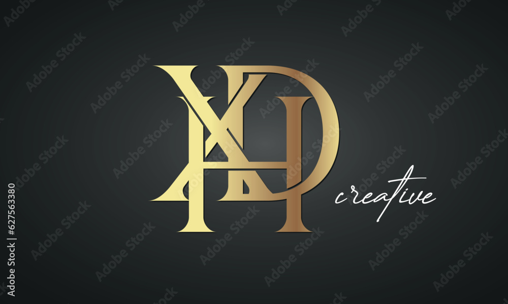 luxury letters XHD golden logo icon premium monogram, creative royal ...
