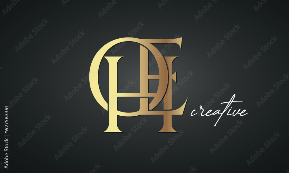 luxury letters OHE golden logo icon premium monogram, creative royal ...