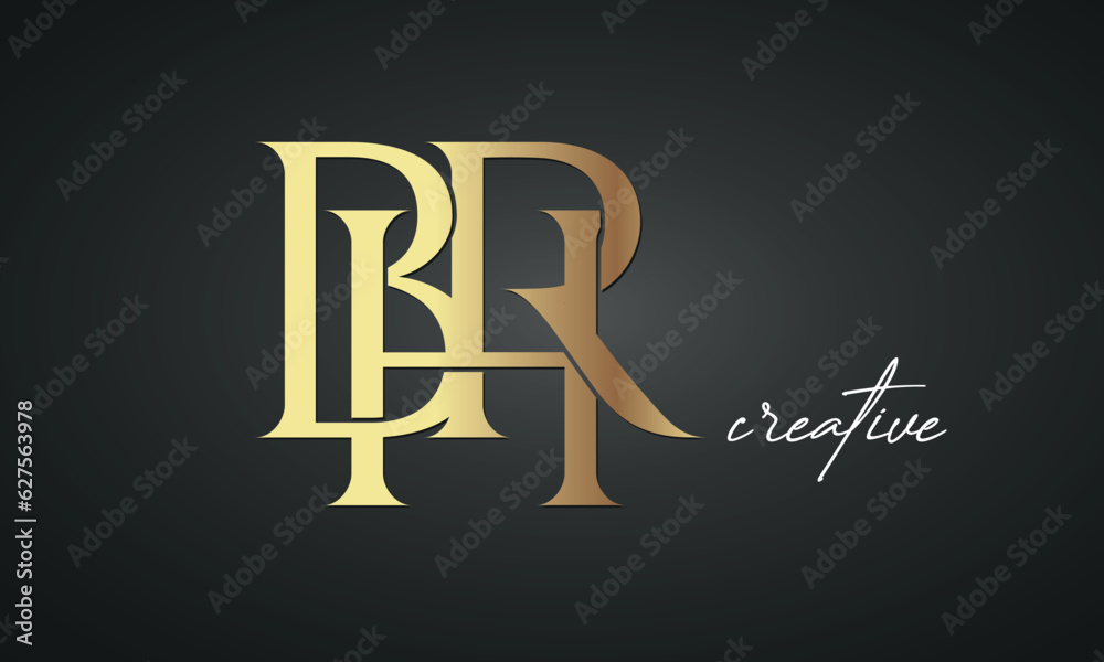 luxury letters BHR golden logo icon premium monogram, creative royal ...