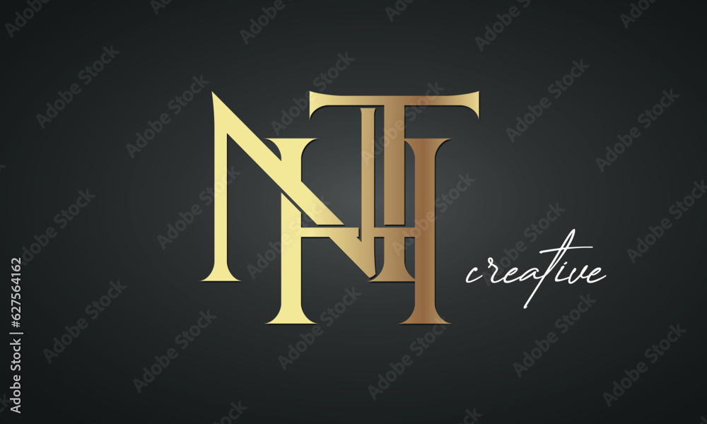 luxury letters NHT golden logo icon premium monogram, creative royal ...