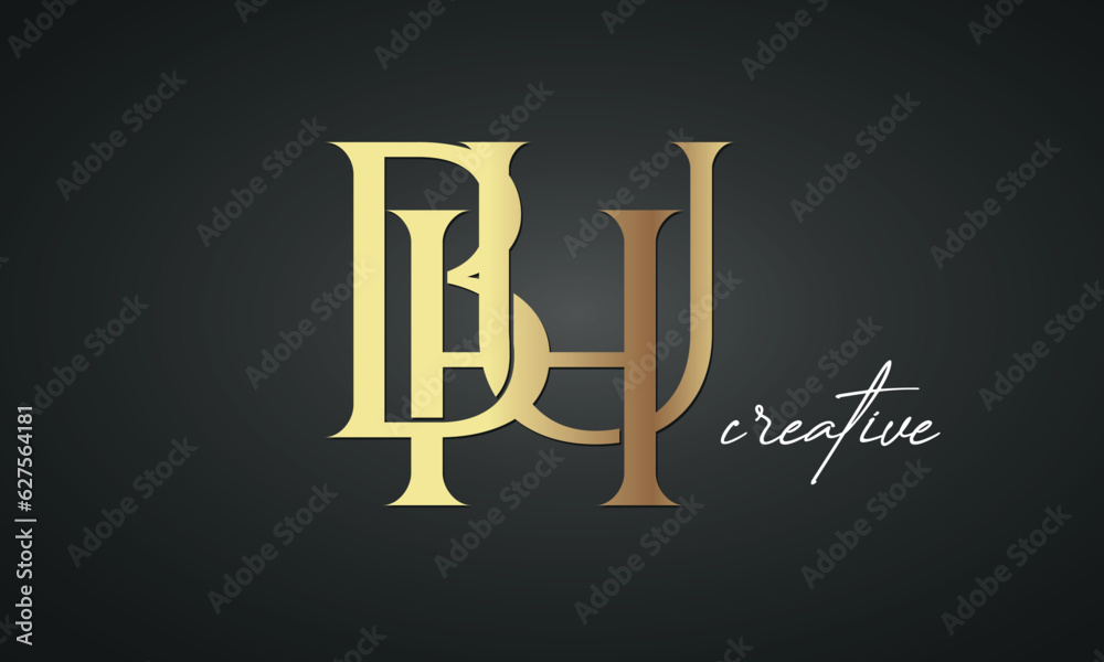 luxury letters BHU golden logo icon premium monogram, creative royal ...