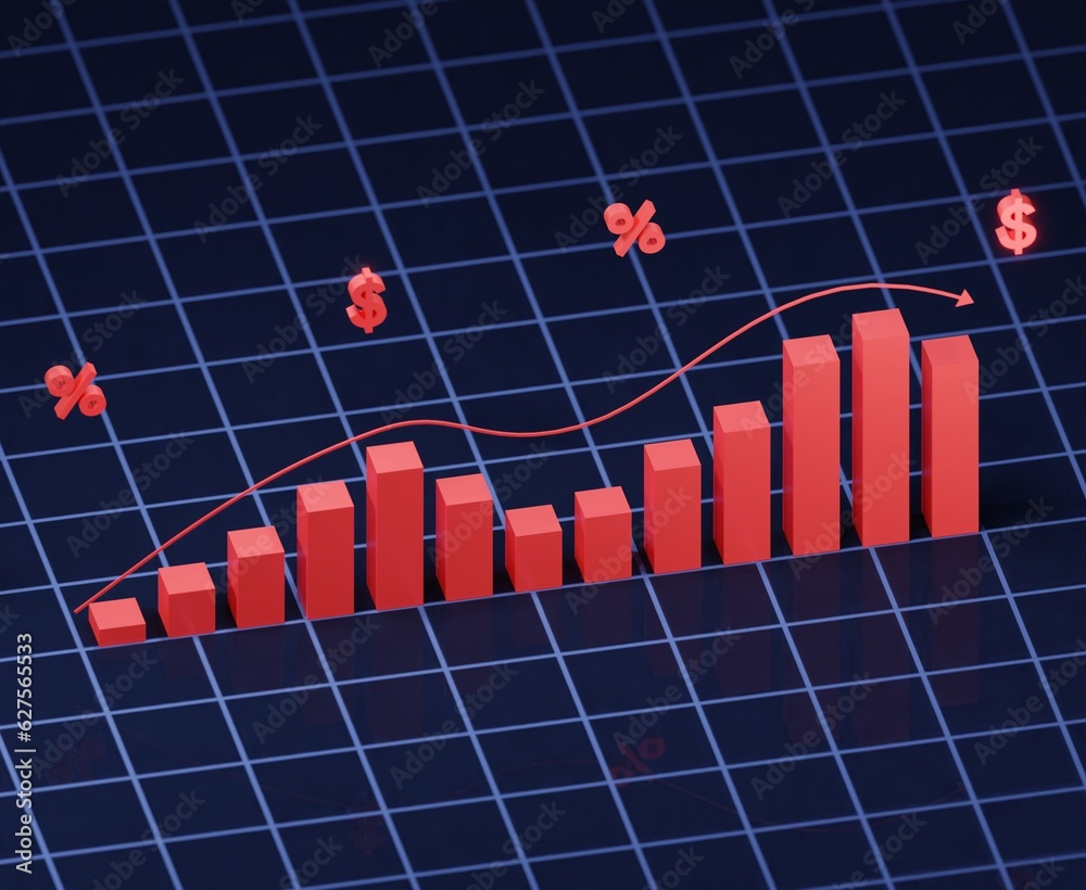 Financial pink graph stock money investment finance business on growth ...