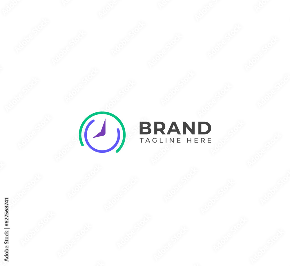 Clock logo. Stopwatch time logo illustration. Analog Clock logo. Stock ...