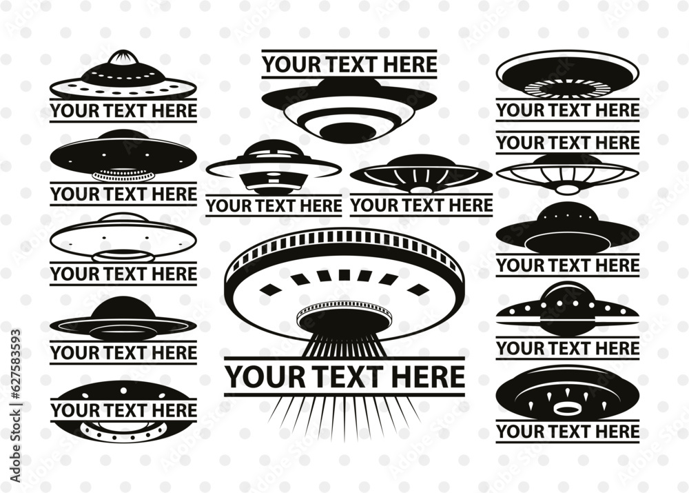 UFO Split Monogram, UFO Silhouette, UFO Svg, Alien Ship Svg, Flying ...