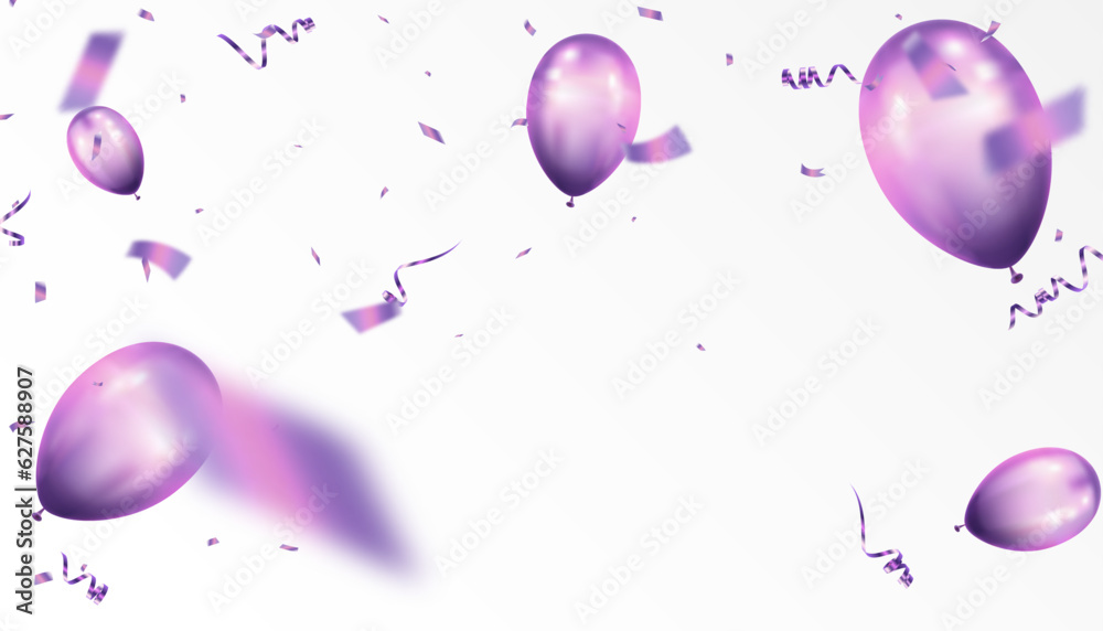 Purple confetti isolated on transparent background. Falling serpentine ...