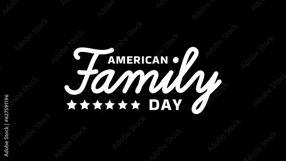 American Family Day Lettering Text Animation in white Color on ...