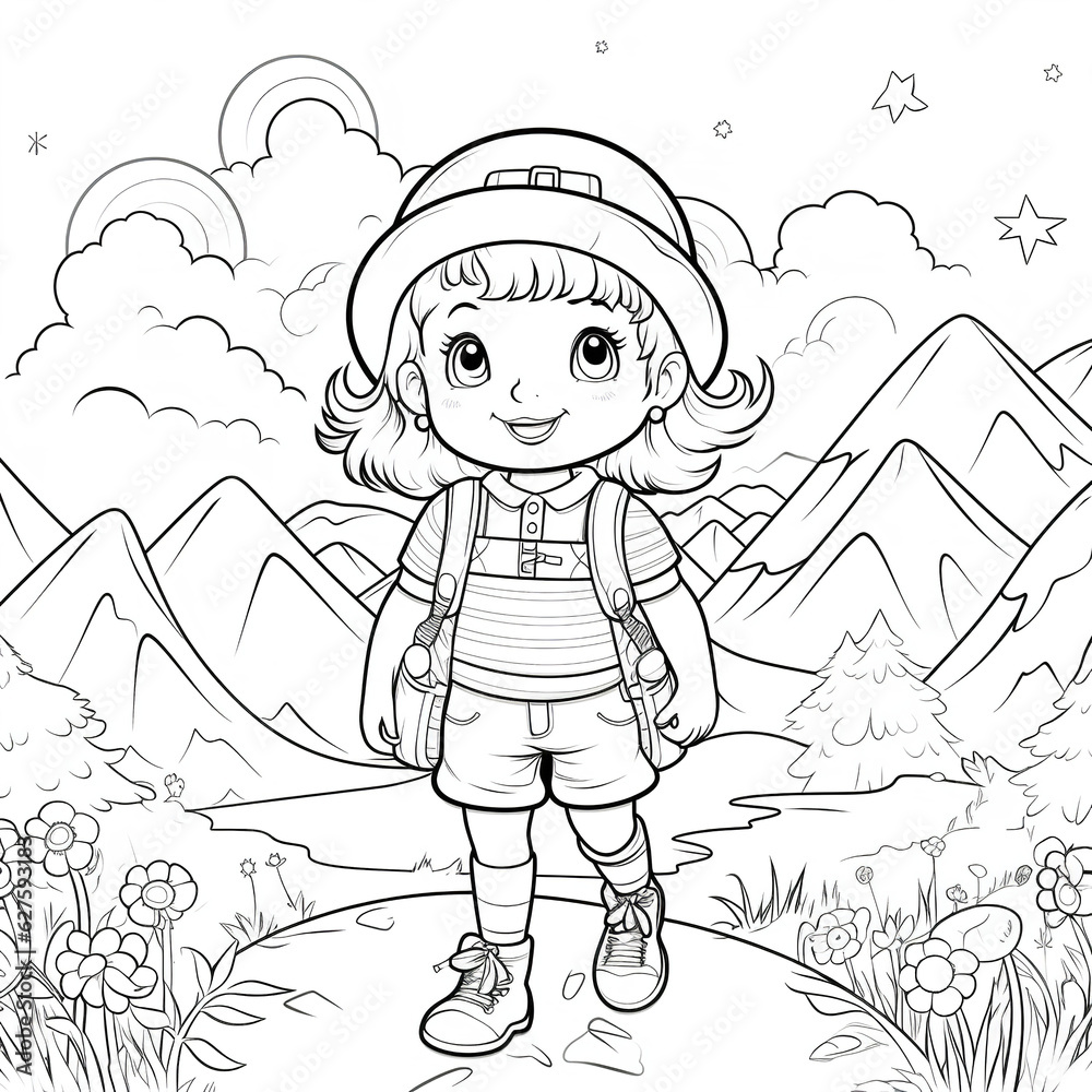 coloring page for kids, simple, white background Stock Illustration ...