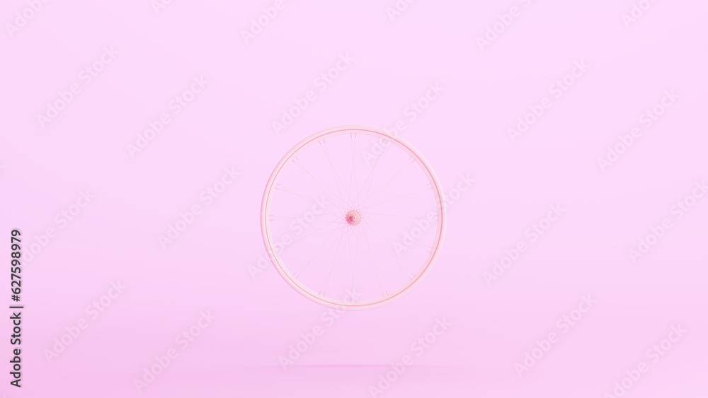 Pink bicycle wheel narrow race spokes cycle kitsch pink background 3d ...