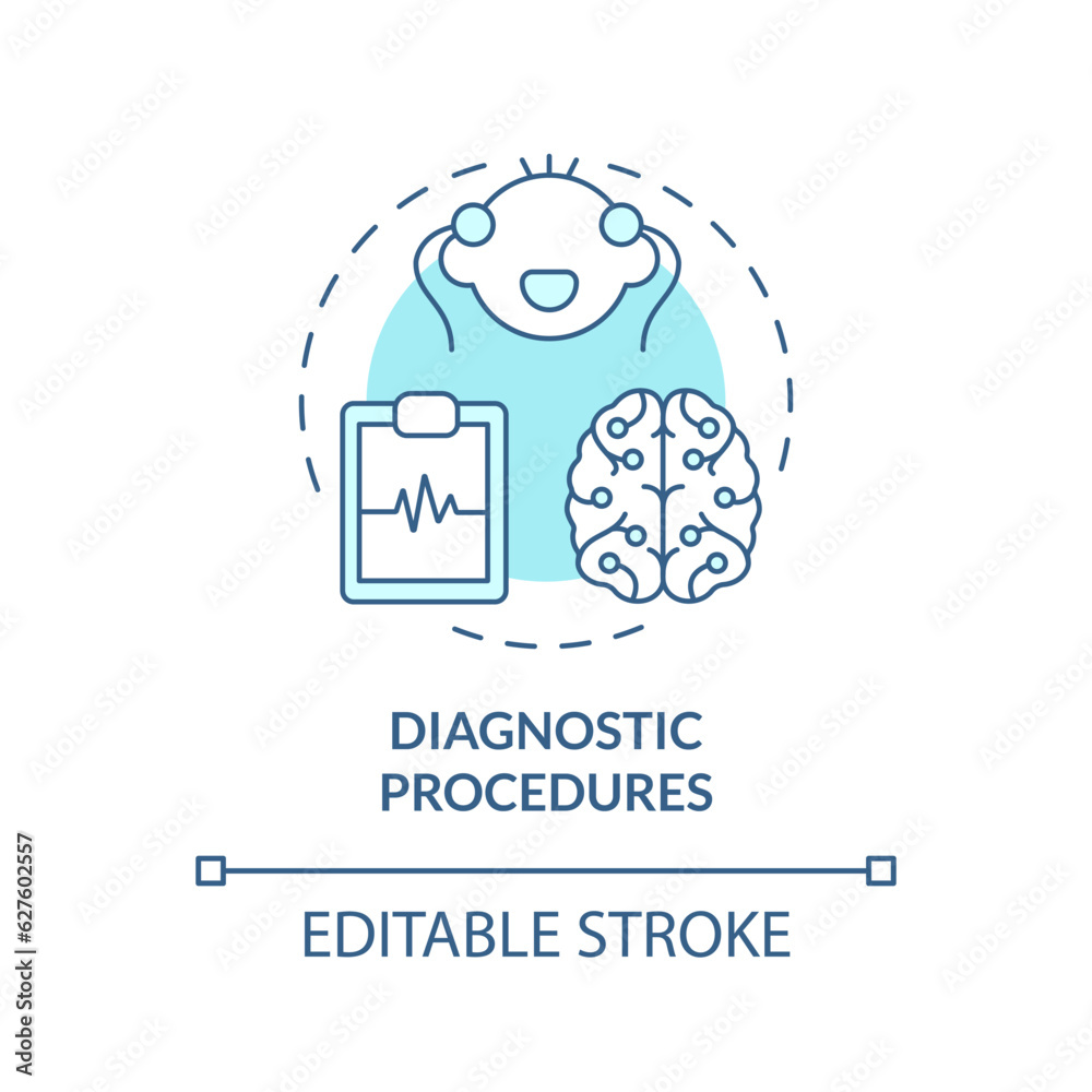 Diagnostic procedures turquoise concept icon. Pulmonary function test ...