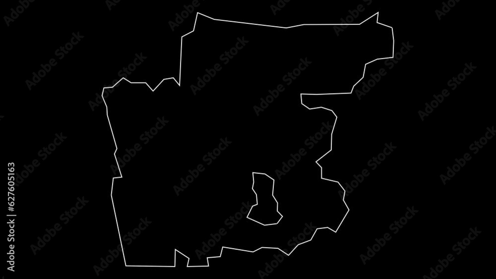 Tunapuna and Piarco region map of Trinidad and Tobago outline animation ...