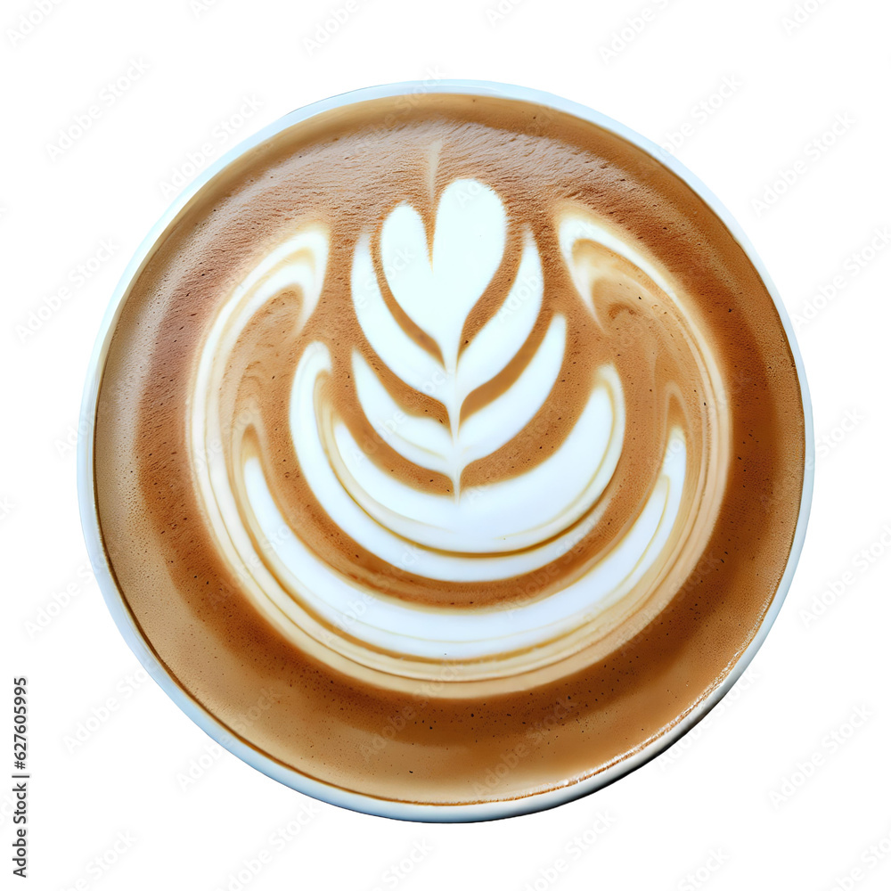 Hot coffee latte with beautiful milk foam latte art texture isolated on ...