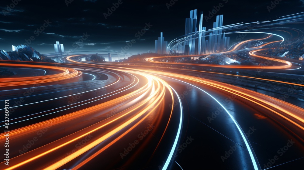 High speed flying lines 3d animation in seamless looping traffic, ai ...