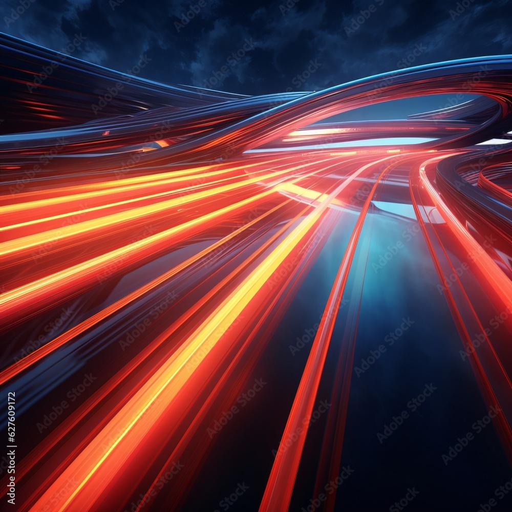 High speed flying lines 3d animation in seamless looping traffic, ai ...