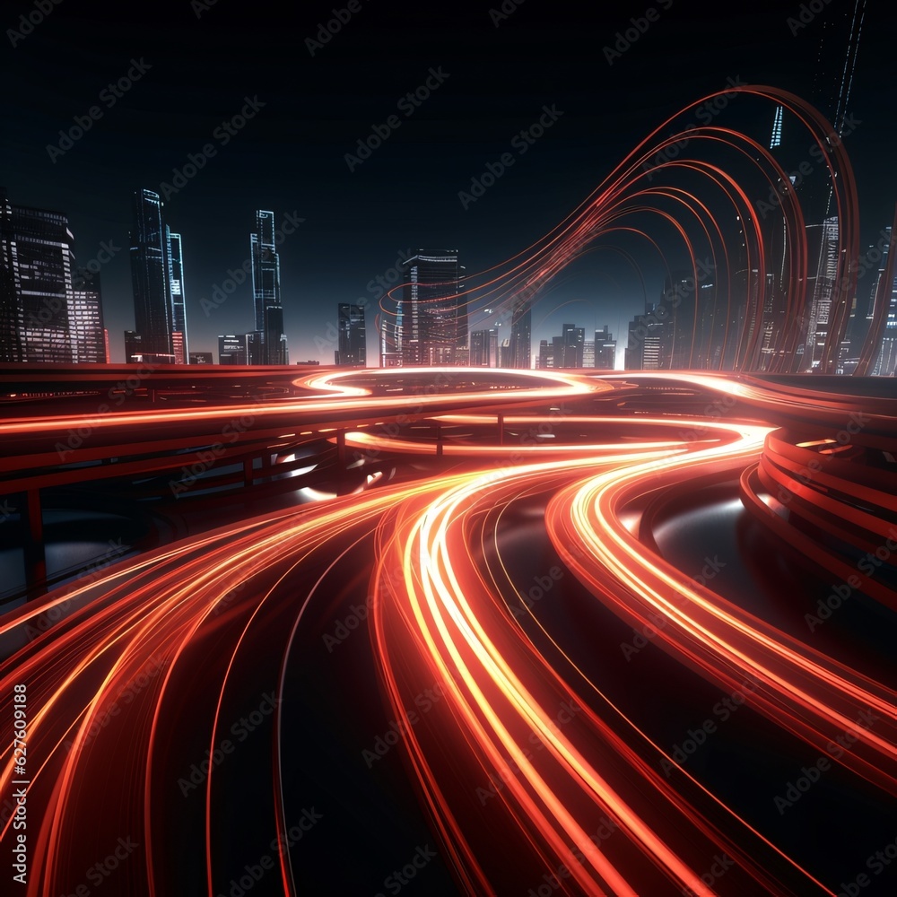 High speed flying lines 3d animation in seamless looping traffic, ai ...
