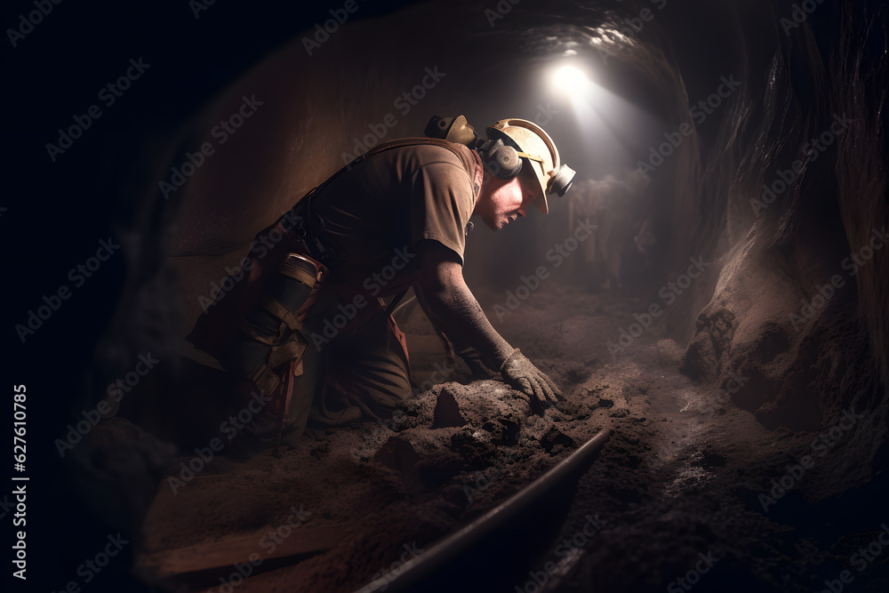 Ilustração do Stock: Motion blur image of a miner working underground ...