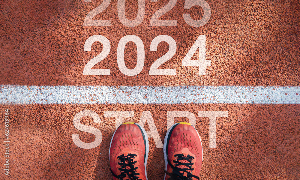 New year 2024 concept, beginning of success. Text 2024 written on ...