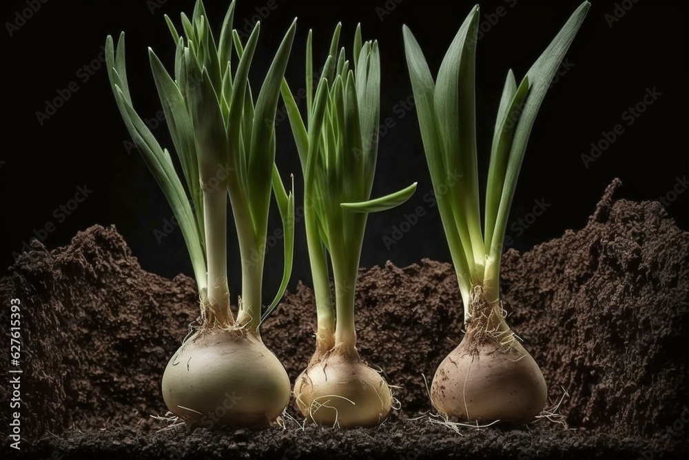 Sibies, or sprouting onion bulbs, grow on scallion stems. A staple in ...