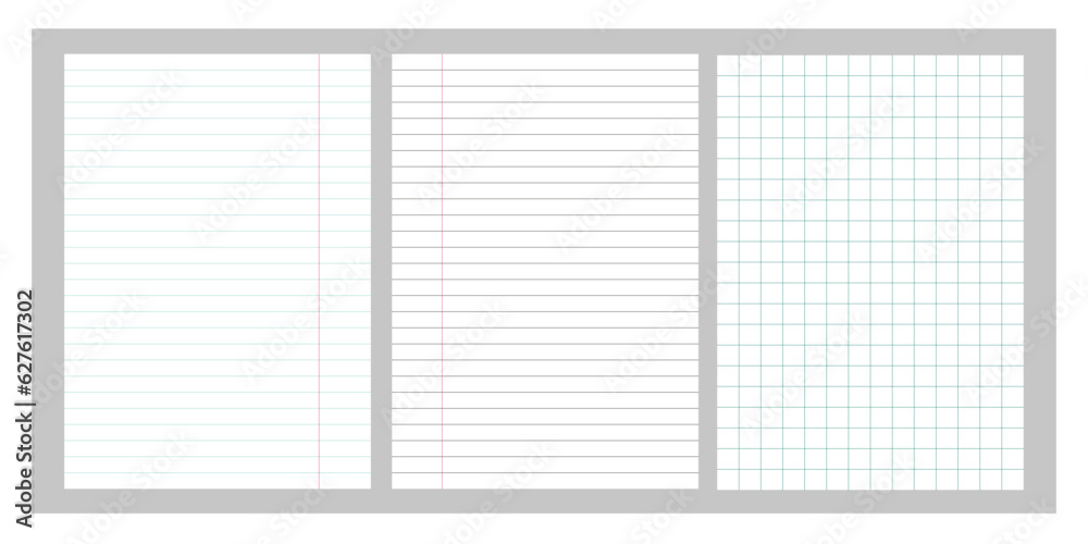 Lined and checkered notebook page. Seamless pattern of blank lined page ...