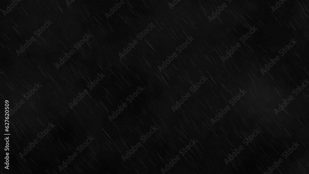 4K Rain Drops Falling effect on black background, rain with light ...