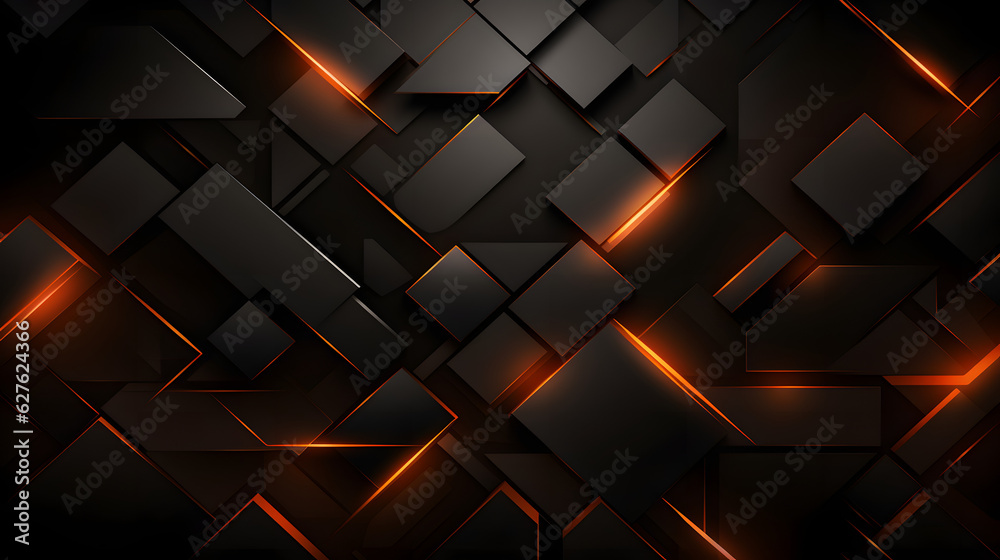 Futuristic Techscape: Abstract orange - metalic- and Black Background ...
