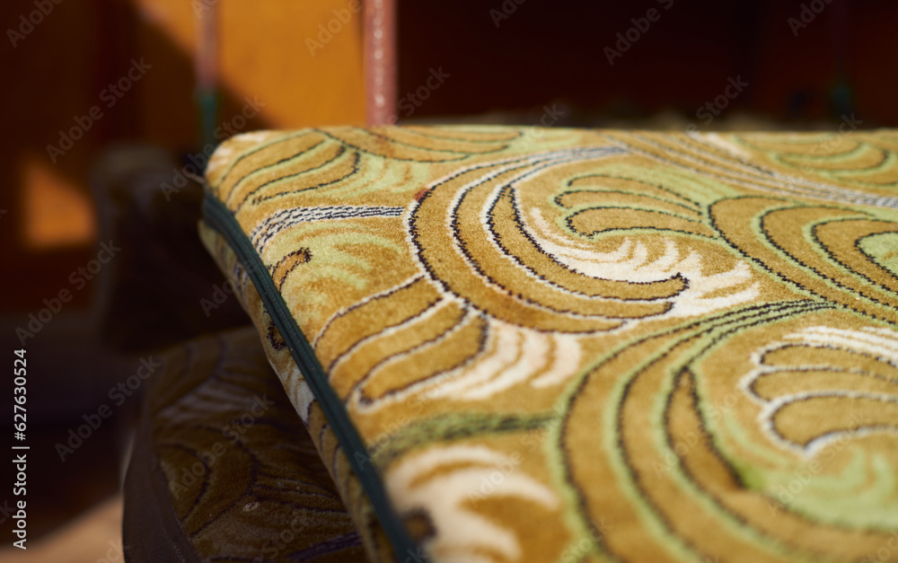 Dirty dusty retro 1960 pattern seats of an Old forgotten rusty ...