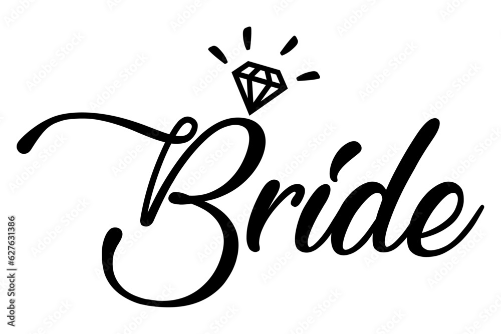 Letras de la palabra Bride en texto manuscrito con diamante para su uso ...