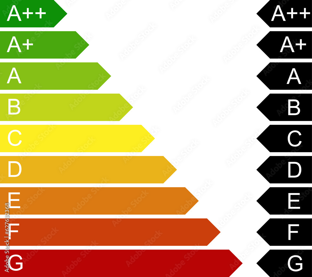 Energy efficiency rating. European union ecological class for label ...