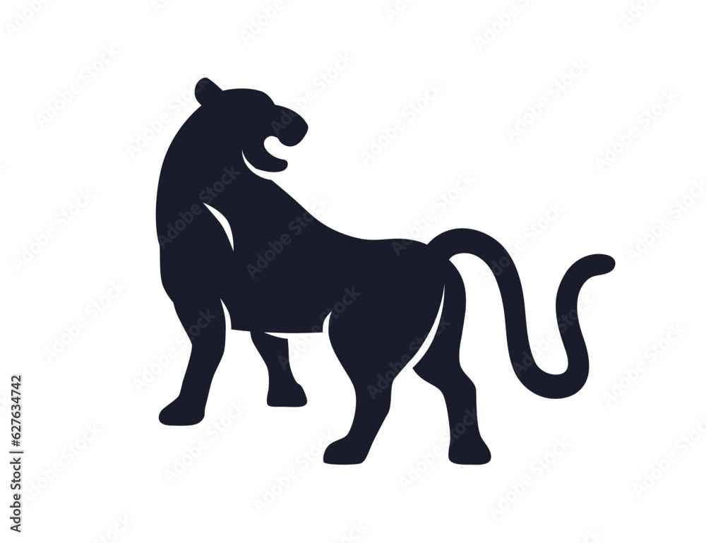 Chinese tiger silhouette. Asian wildcat shape, black shadow. Wild cat ...