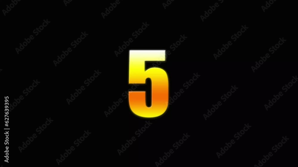 10s countdown timer. Countdown time 0 to 10, laser ray appears on black ...