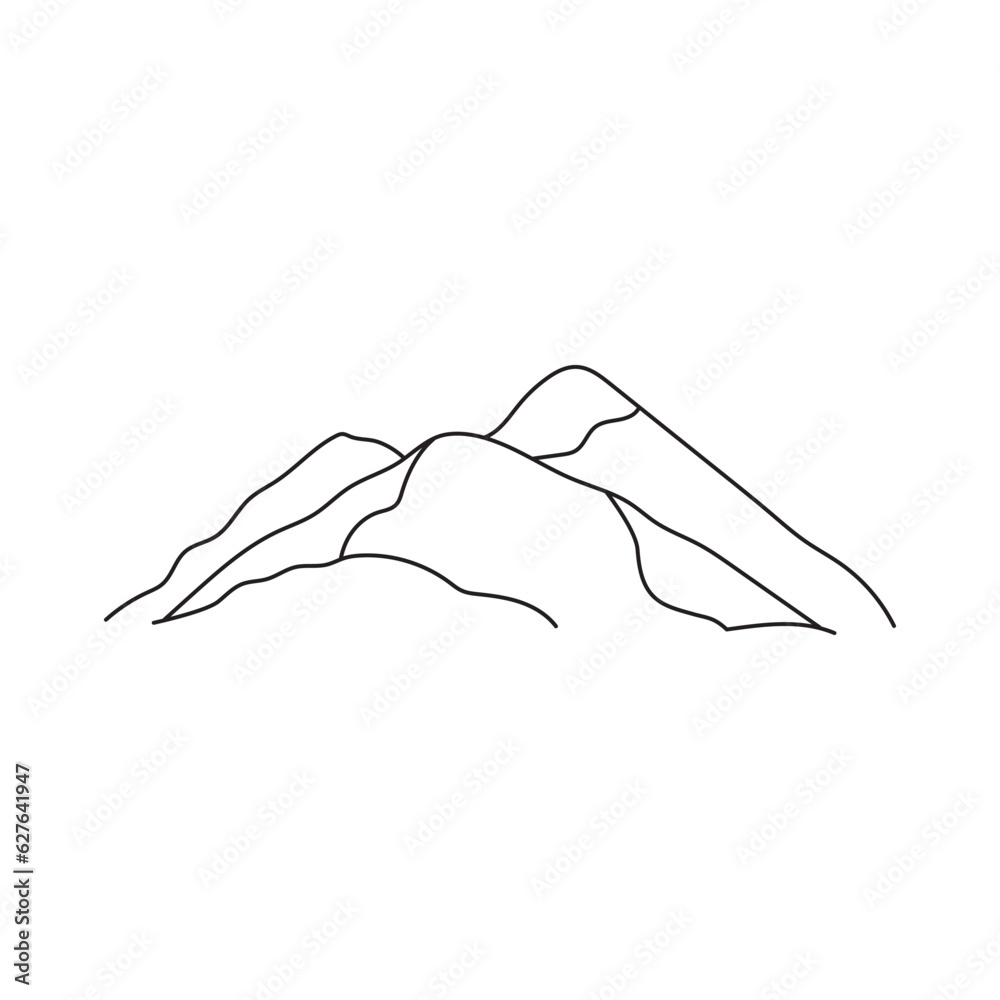 Abstract mountain range landscape background. Simple line drawing of ...