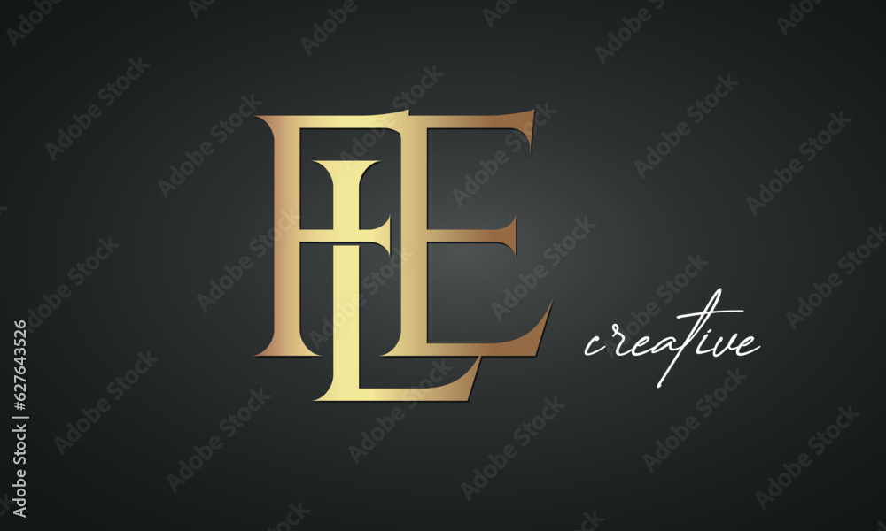 luxury letters FLE golden logo icon premium monogram, creative royal ...