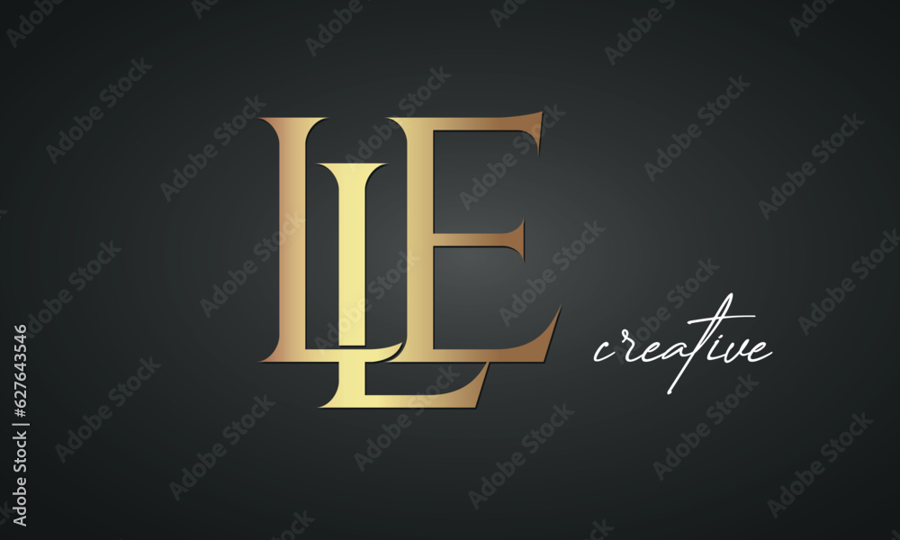 luxury letters LLE golden logo icon premium monogram, creative royal ...