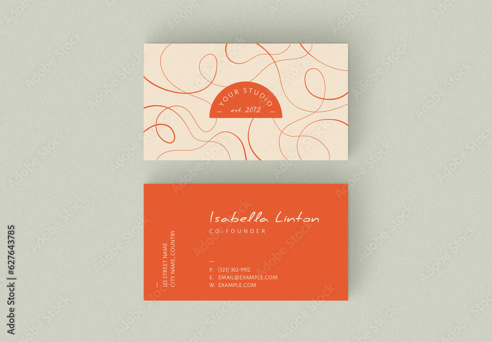Business Card with Squiggles Elements Stock Template | Adobe Stock