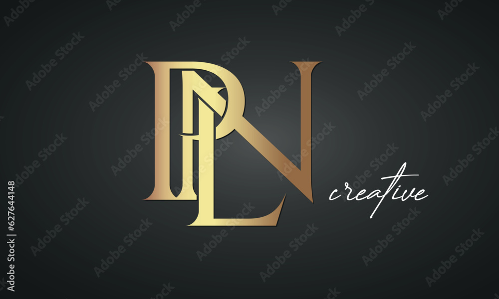 luxury letters PLN golden logo icon premium monogram, creative royal ...