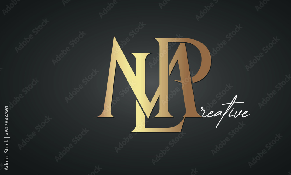 luxury letters MLP golden logo icon premium monogram, creative royal ...