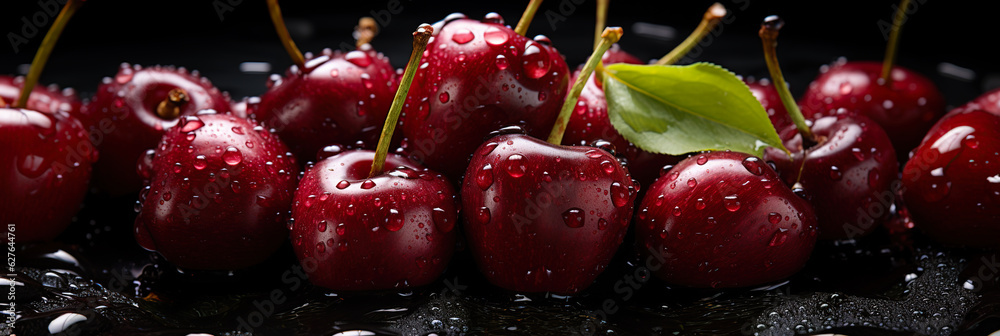 Cherry banner. Cherries background. Close-up food photography Stock ...