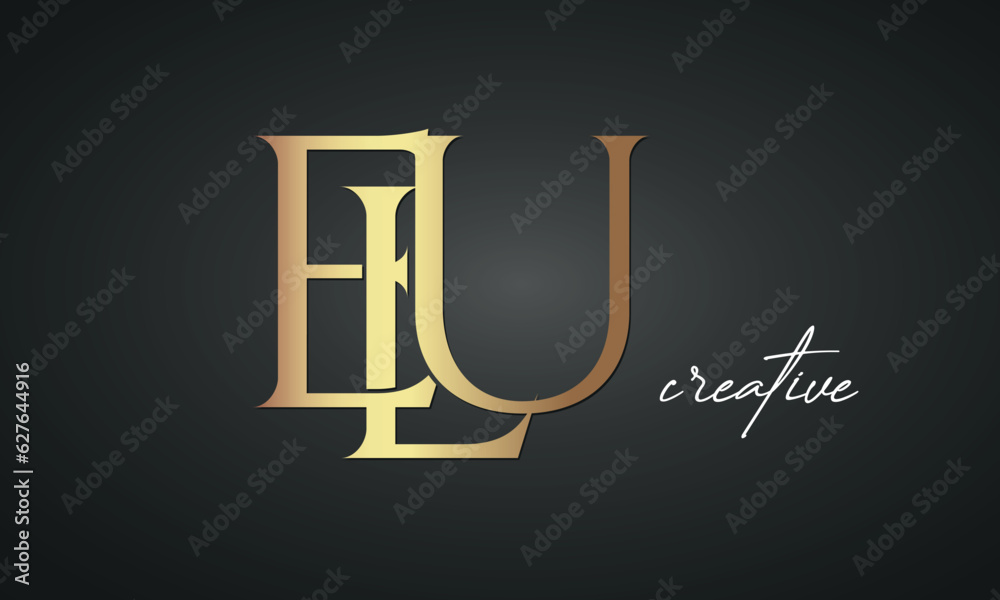 luxury letters ELU golden logo icon premium monogram, creative royal ...