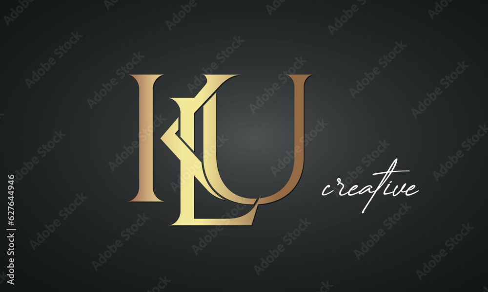luxury letters KLU golden logo icon premium monogram, creative royal ...