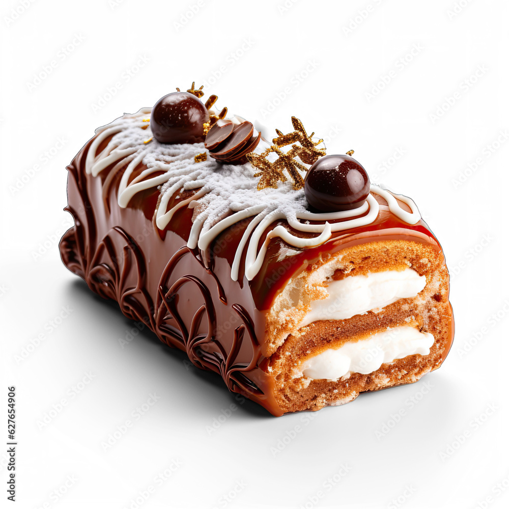 Photo & Art Print Buche de noël (yule log cake) isolated on transparent ...