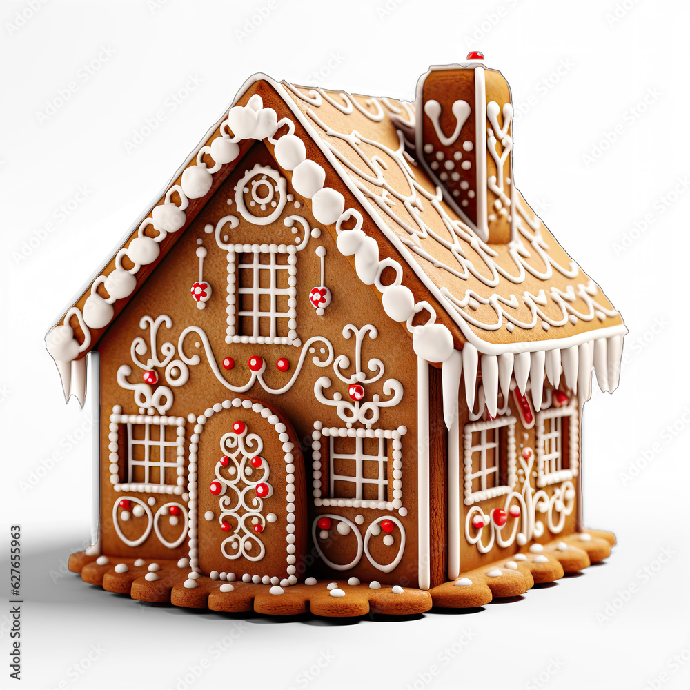 Gingerbread house isolated on white background Stock Photo | Adobe Stock
