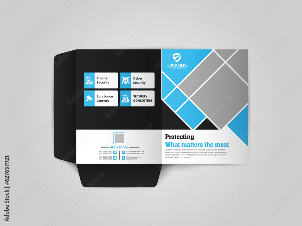 Security Service Business Presentation folder for files, design. Body ...