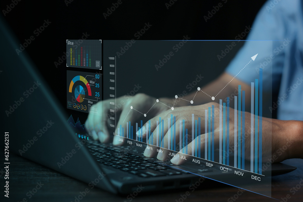 Foto de Data analyst working on business analytics dashboard with ...