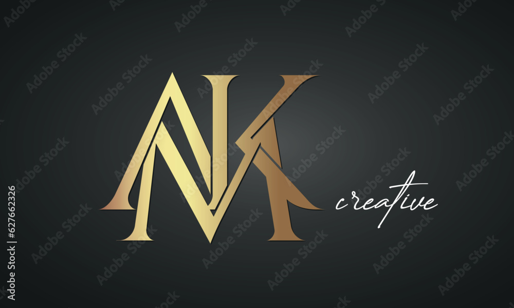 luxury letters AMK golden logo icon premium monogram, creative royal ...
