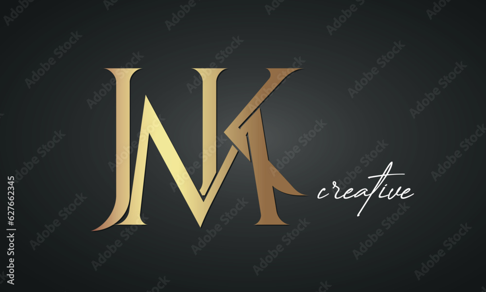 luxury letters JMK golden logo icon premium monogram, creative royal ...