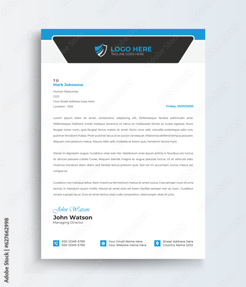 Security Service modern letterhead design template. creative modern ...